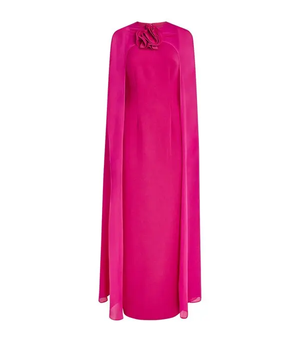Roland Mouret Rose Appliqué Cape-detail Gown - Pink