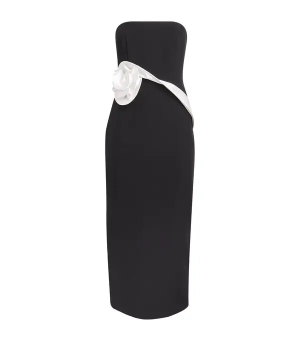 Roland Mouret Flower Appliqué Midi Dress - Black