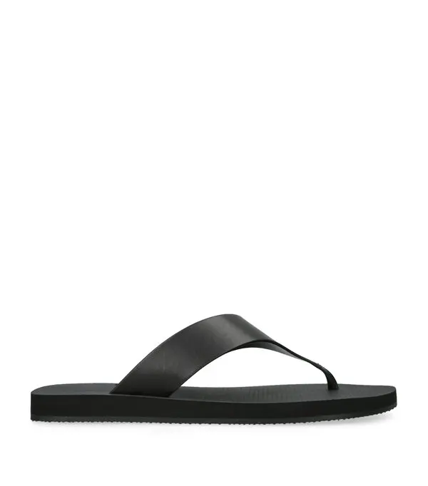 THE ROW Dune Classic Ginza Leather Flip Flops - Black