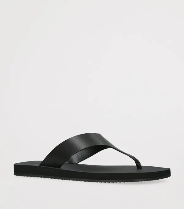 THE ROW Dune Classic Ginza Leather Flip Flops - Black