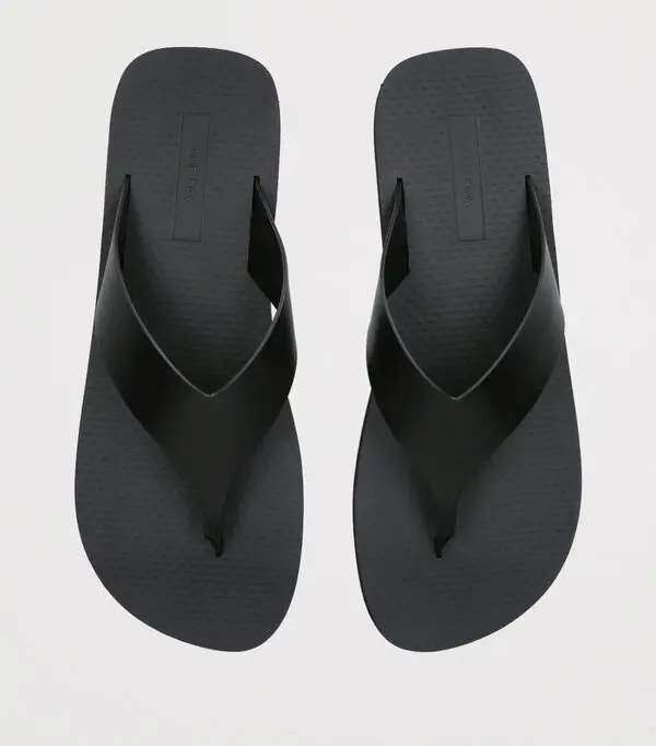 THE ROW Dune Classic Ginza Leather Flip Flops - Black