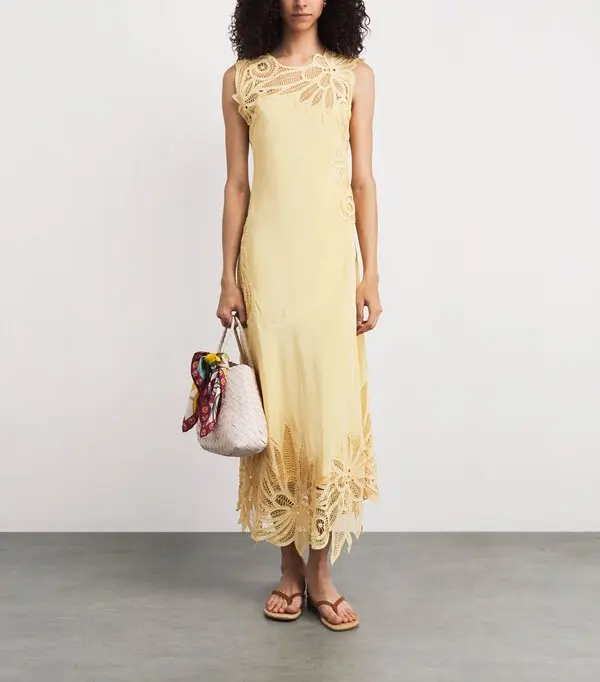 Ulla Johnson Silk Lace Appliqué Idra Maxi Dress