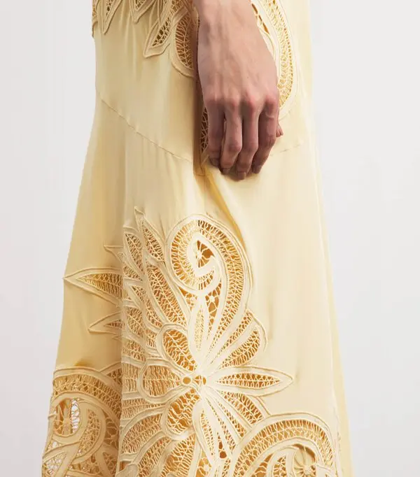 Ulla Johnson Silk Lace Appliqué Idra Maxi Dress
