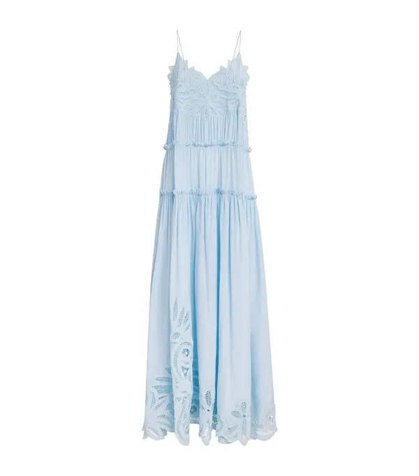 Ulla Johnson Silk Lace Filippa Maxi Dress - Blue