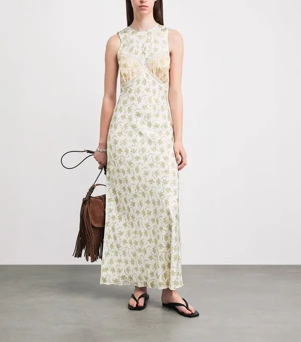 Sandro Floral Print Maxi Dress - Beige | Editorialist