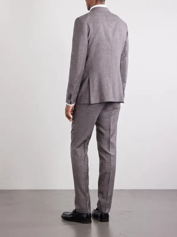 Zegna Prince Of Wales Checked Wool, Silk And Linen-blend Suit Jacket