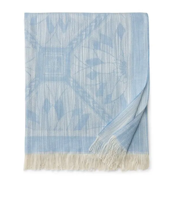 PRATESI Silk-cotton-linen Throw - Blue