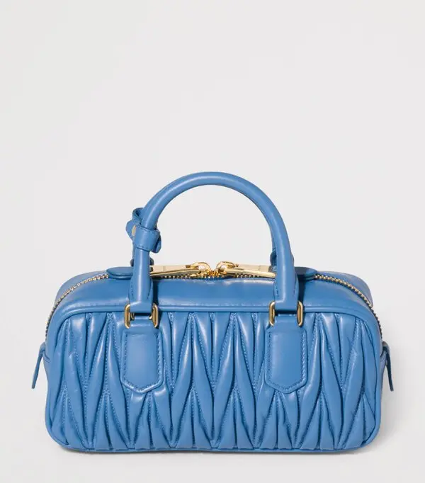 Miu Miu Nappa Leather Matelassé Arcadie Top-handle Bag - Turquoise