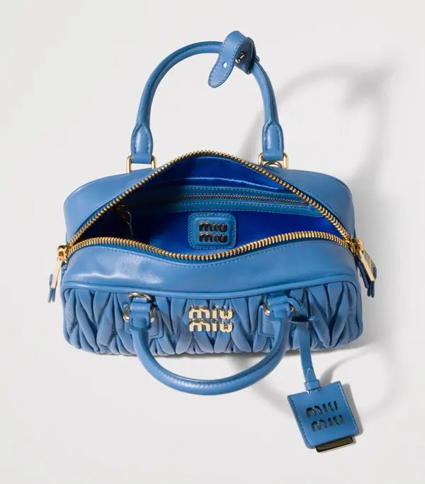 Miu Miu Nappa Leather Matelassé Arcadie Top-handle Bag - Turquoise