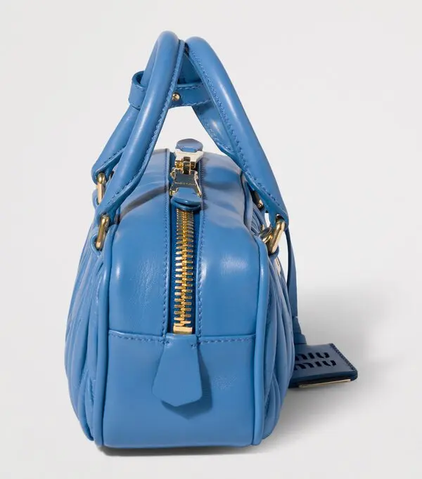 Miu Miu Nappa Leather Matelassé Arcadie Top-handle Bag - Turquoise