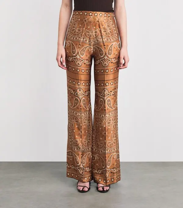Sandro Bandana Print Flared Trousers