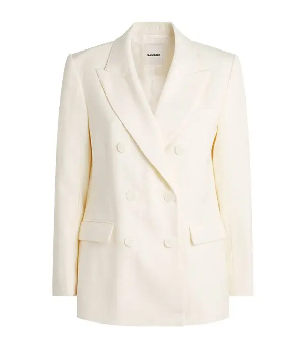 Sandro Double-breasted Blazer - Beige