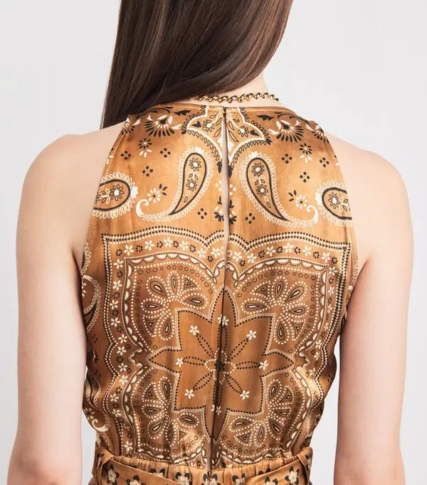 Sandro Bandana Print Midi Dress - Brown