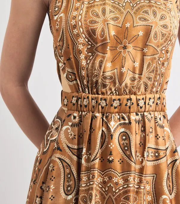Sandro Bandana Print Midi Dress - Brown