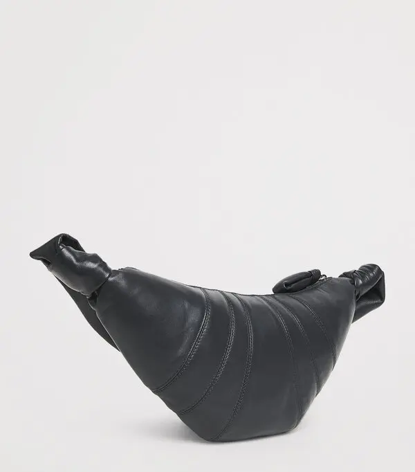 LEMAIRE Small Leather Croissant Bag - Navy