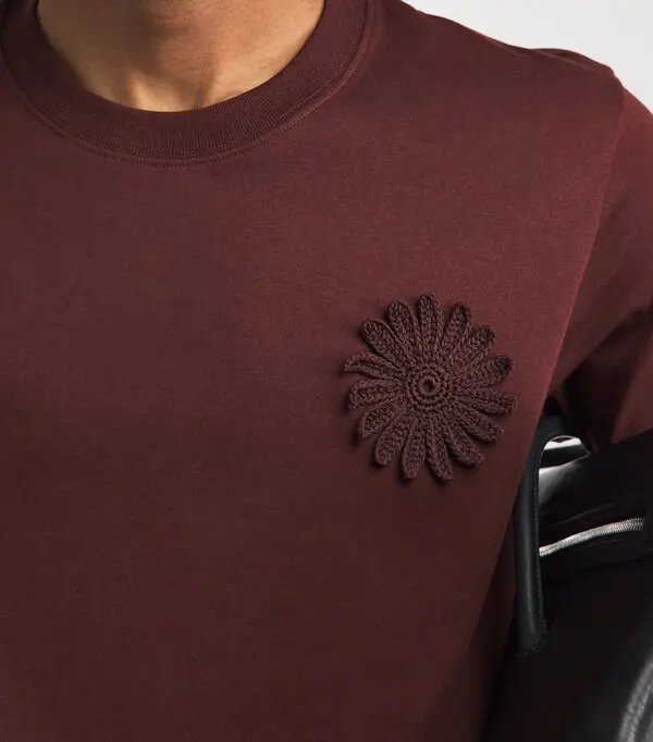 Sandro Cotton Crochet T-shirt - Brown