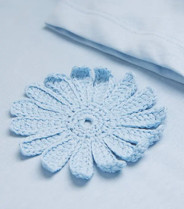 Sandro Cotton Crochet T-shirt - Blue