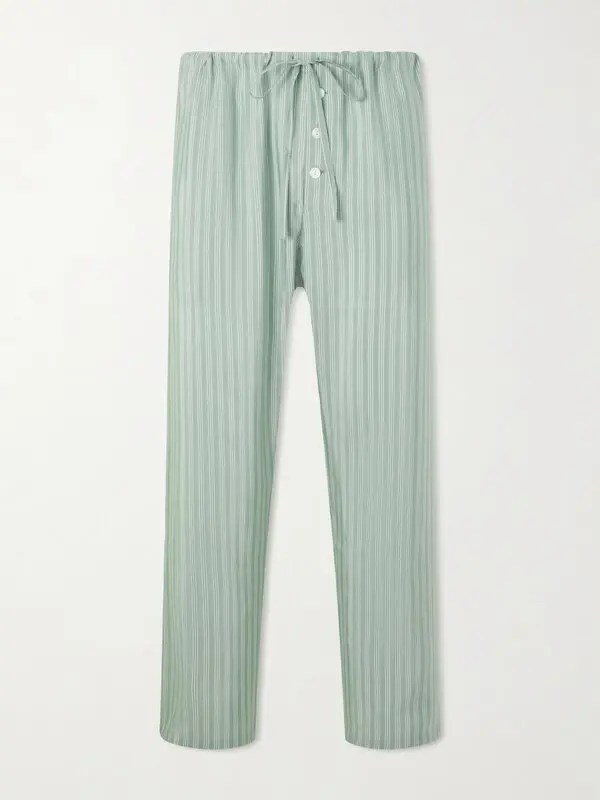 BODE Sylvan Striped Silk-satin Trousers - Green