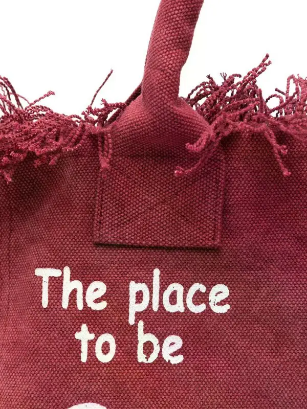 MC2 SAINT BARTH Vanity Fringed Logo-print Tote Bag - Red
