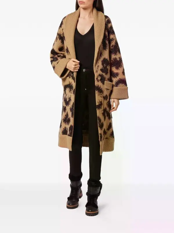 Philipp Plein Wool-jacquard Coat Leopard