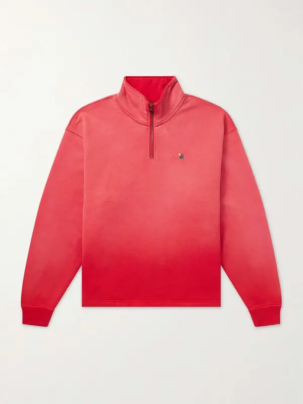 Aimé Leon Dore Logo-embroidered Half-zip Cotton Sweatshirt