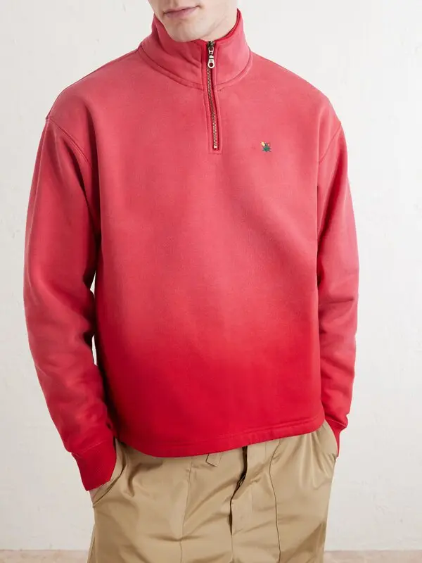 Aimé Leon Dore Logo-embroidered Half-zip Cotton Sweatshirt