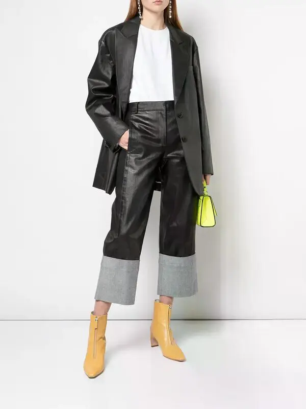 Tibi Denim Cuffed Straight Trousers