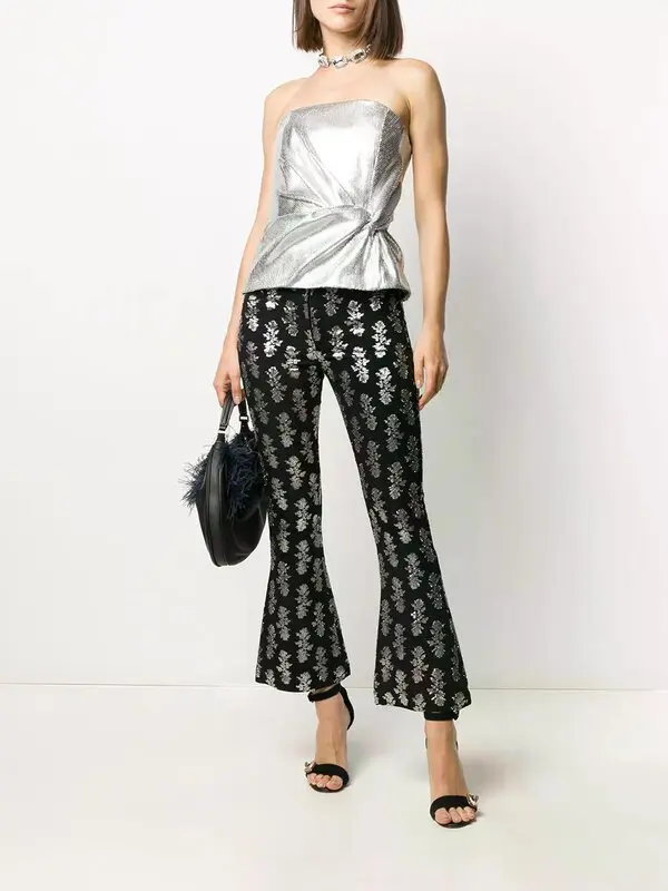 16Arlington Metallic-print Flared Trousers