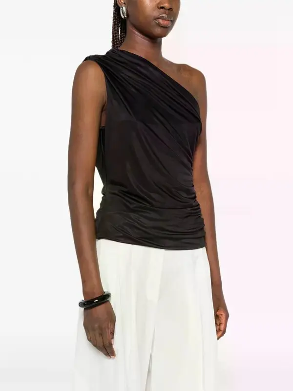 MARSEM One-shoulder Ruched Top - Black