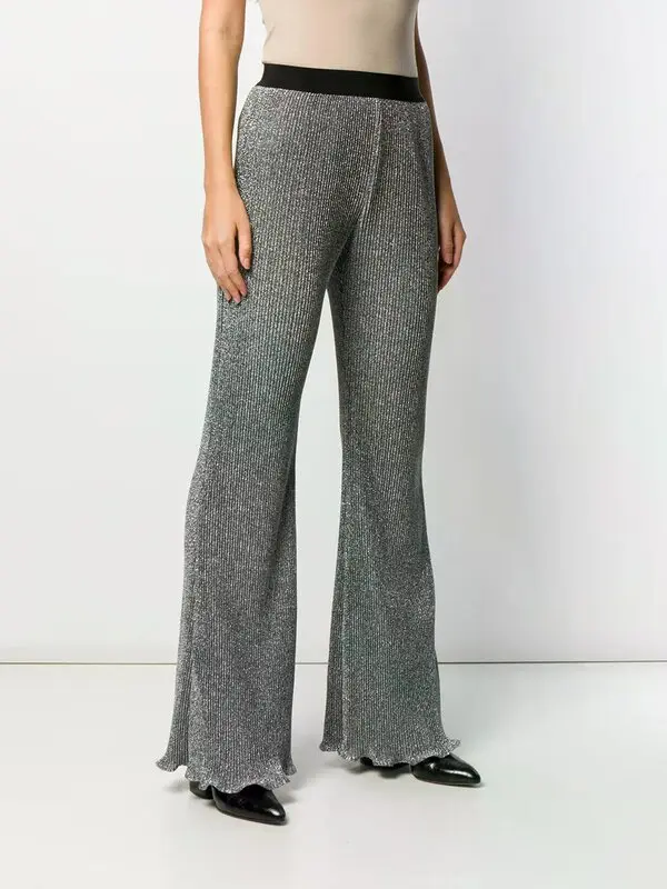 Alberta Ferretti Lurex Knit Flared Trousers