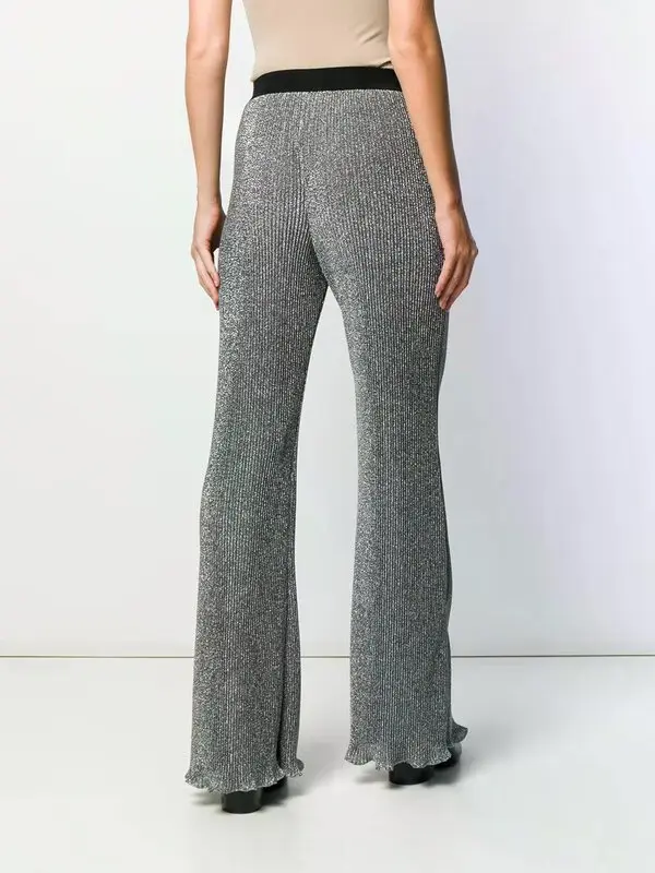 Alberta Ferretti Lurex Knit Flared Trousers