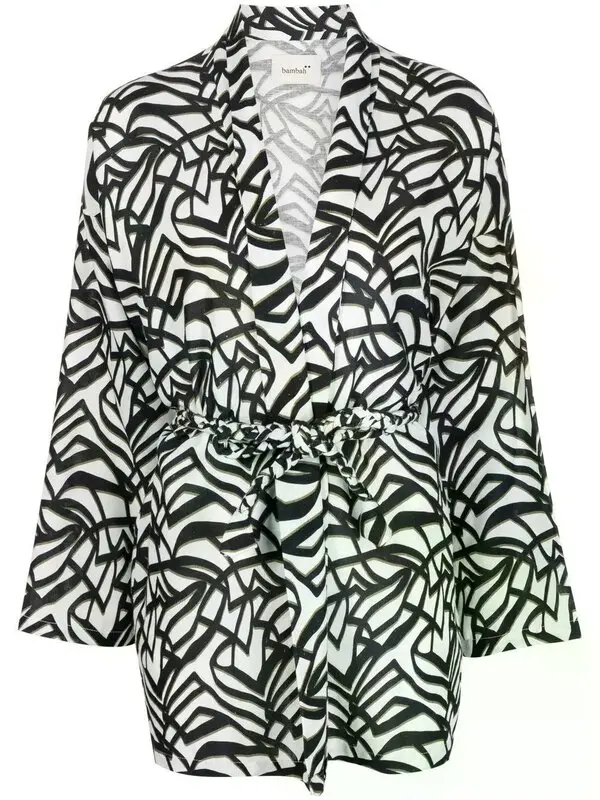 BAMBAH Geometric-print Wrap Blouse - Black
