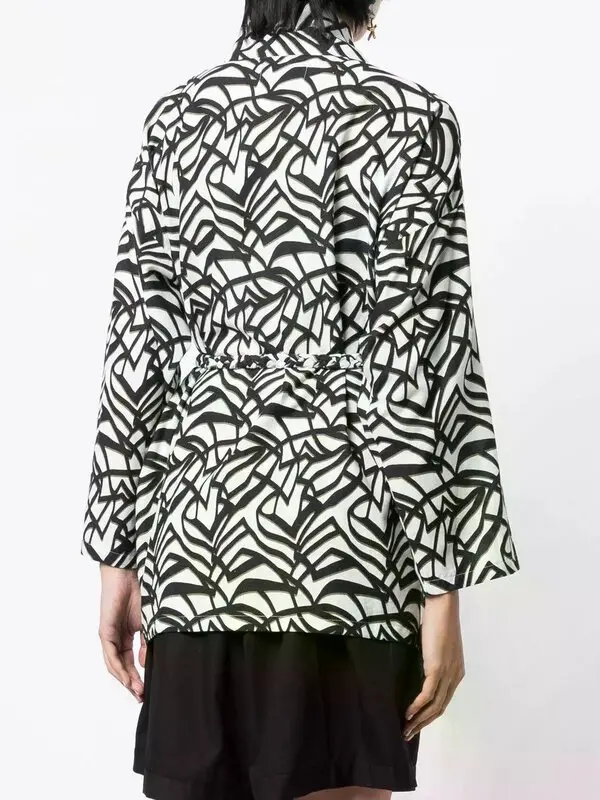 BAMBAH Geometric-print Wrap Blouse - Black