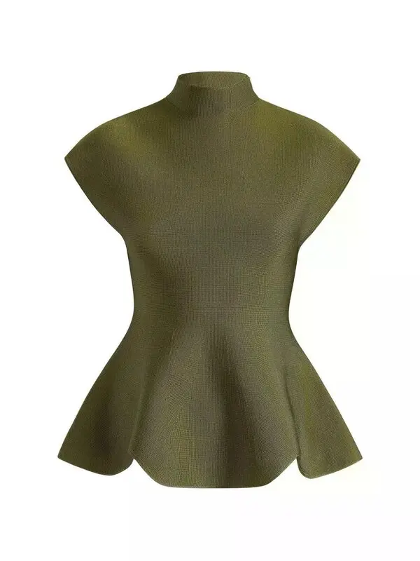 Khaite Andra" Milano-stitched Viscose Peplum Top
