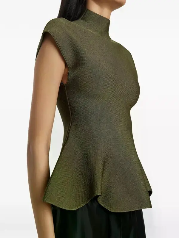 Khaite Andra" Milano-stitched Viscose Peplum Top