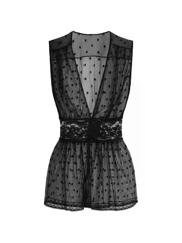 Dolce & Gabbana Lace Polka-dot V-neck Sleeveless Top
