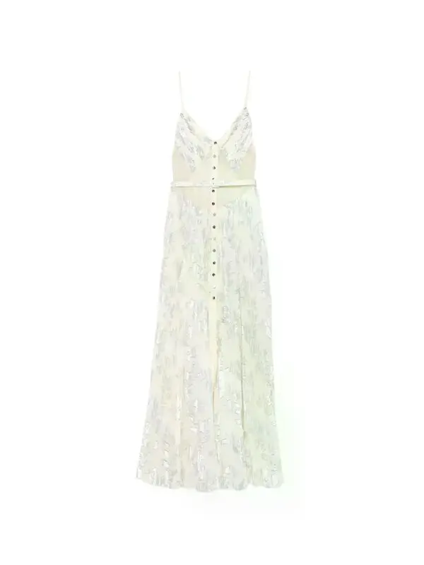 SELF-PORTRAIT Metallic Floral-pattern Maxi Dress - Neutrals