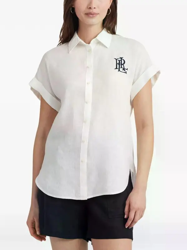Ralph Lauren Linen Shirt With Monogram Detail - White