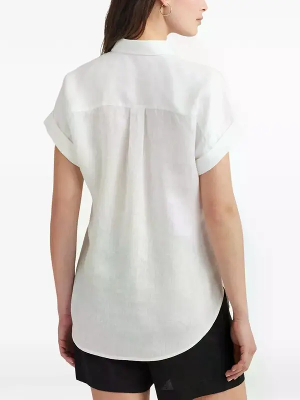 Ralph Lauren Linen Shirt With Monogram Detail - White