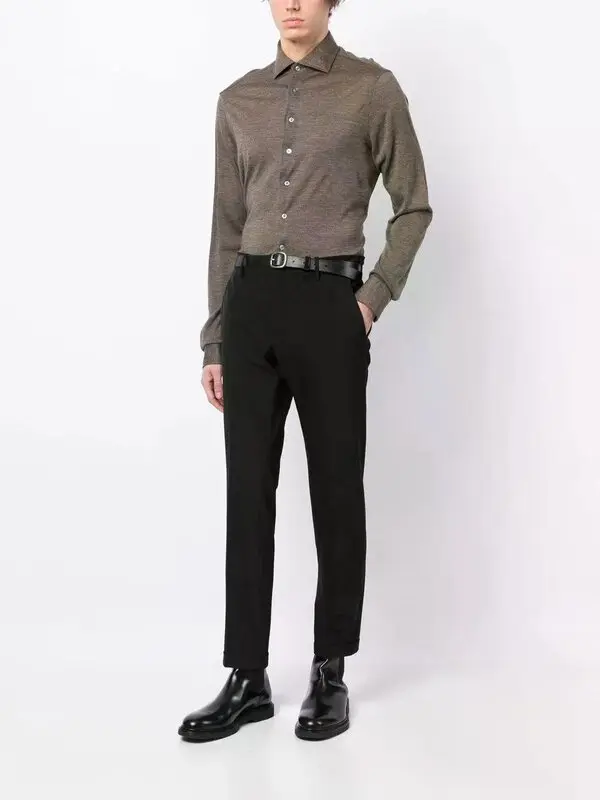 LARDINI Button-front Long-sleeved Polo Shirt
