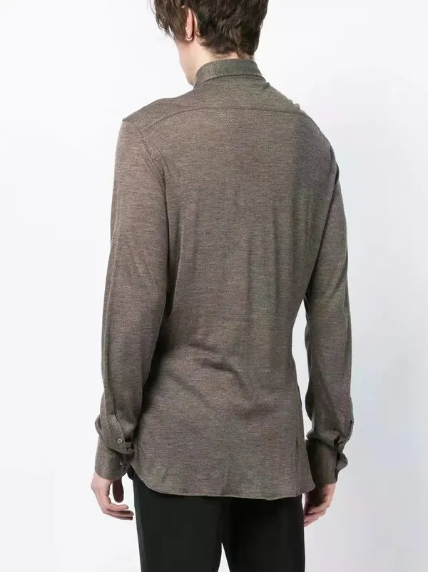 LARDINI Button-front Long-sleeved Polo Shirt