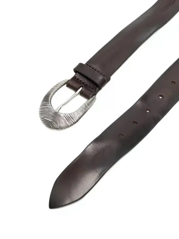 Orciani Engraved-buckle Leather Belt