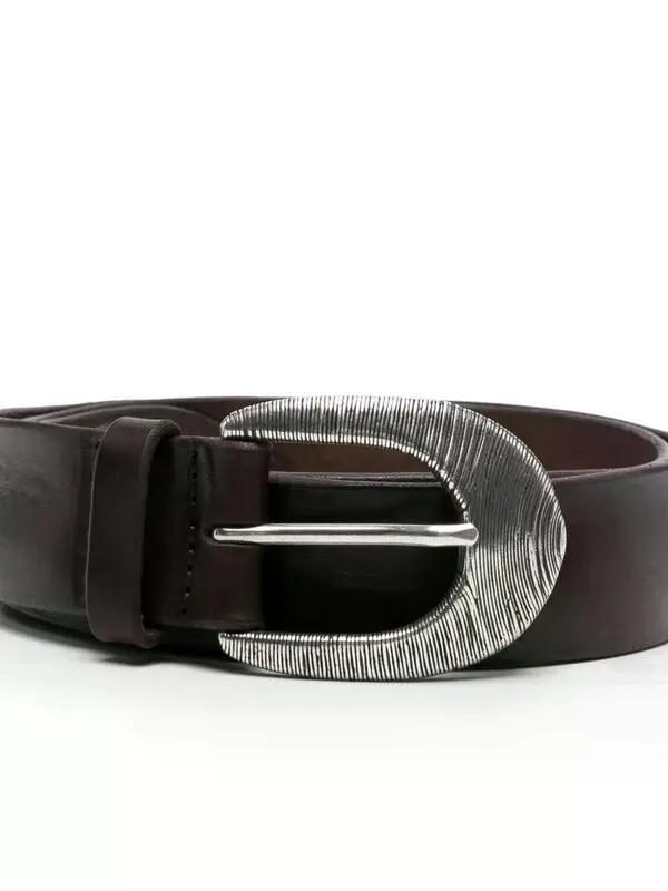 Orciani Engraved-buckle Leather Belt