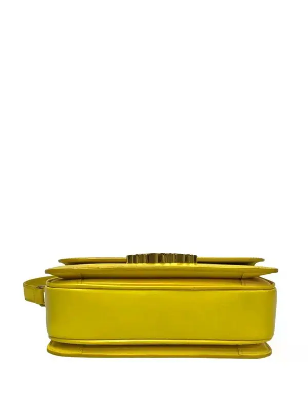Celine 2019 Teen Shiny Calfskin Triomphe Crossbody Bag - Yellow