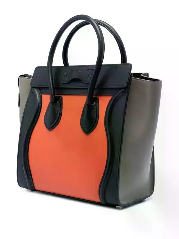 Celine 2014 Micro Tricolor Leather Luggage Tote Handbag - Black