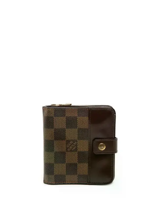 LOUIS VUITTON 2005 Damier Ebene Compact Zip Wallet Small Wallets - Brown