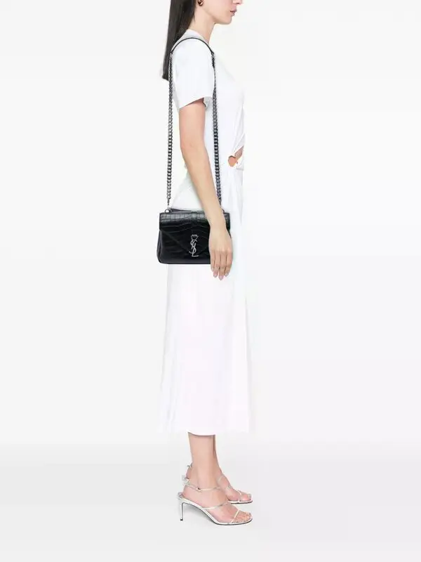 Saint Laurent 2016 Medium Croc Embossed Leather College Satchel - Black