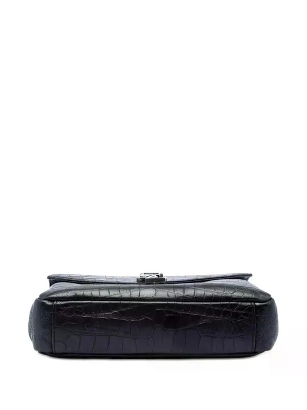Saint Laurent 2016 Medium Croc Embossed Leather College Satchel - Black