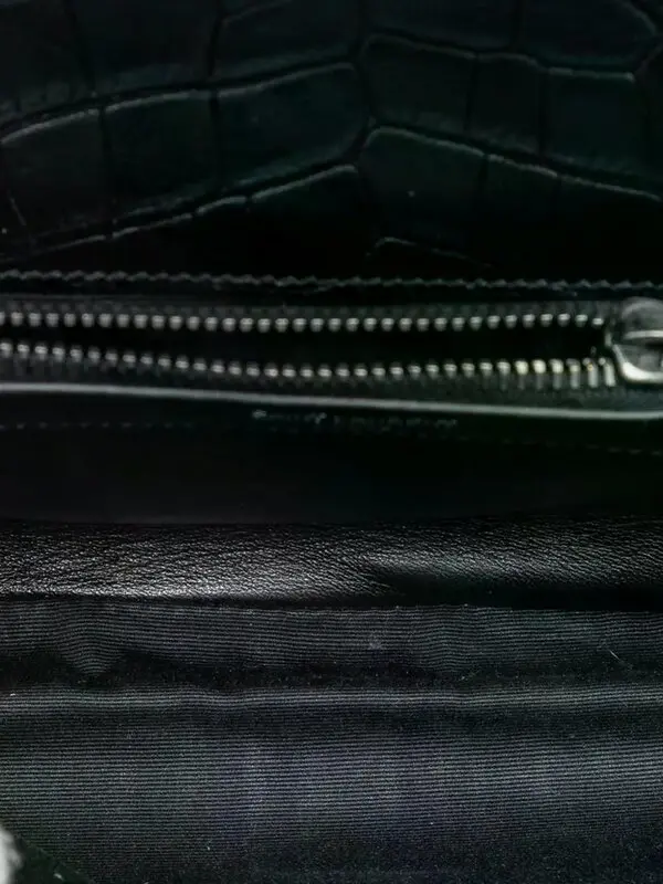 Saint Laurent 2016 Medium Croc Embossed Leather College Satchel - Black