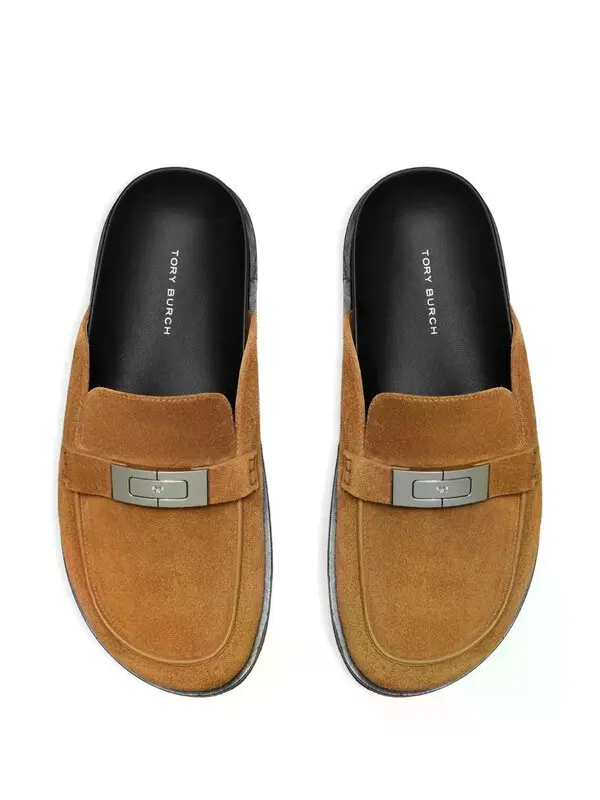 Tory Burch Leelee Suede Buckle Mules - Neutrals